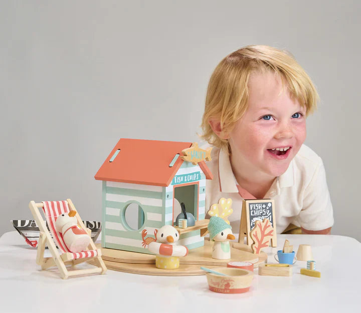 Sandy's Beach Hut Wooden Toy Set | Creative Seaside Play for Children ...